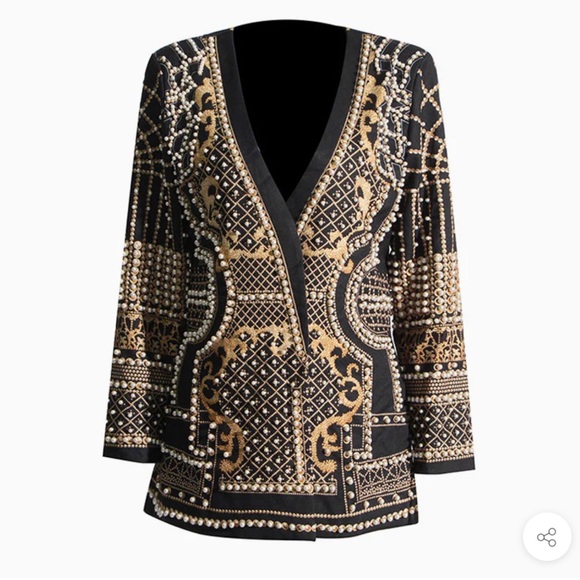 Jackets & Coats | Opulent Pearl Beaded Single Breasted V Neck ...
